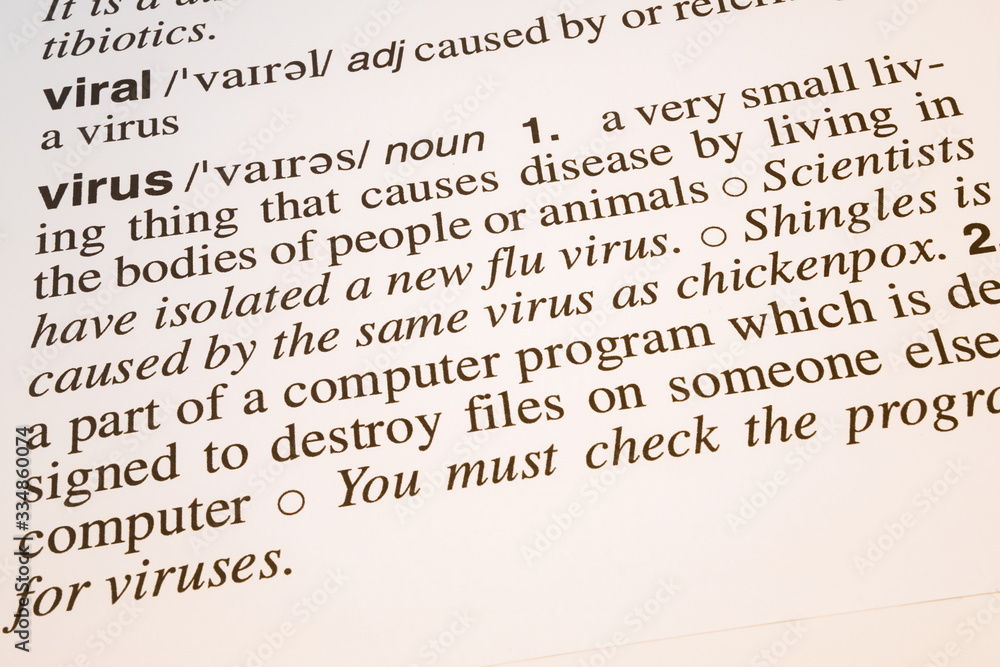 Viral and virus words meaning and definition text in English dictionary ...