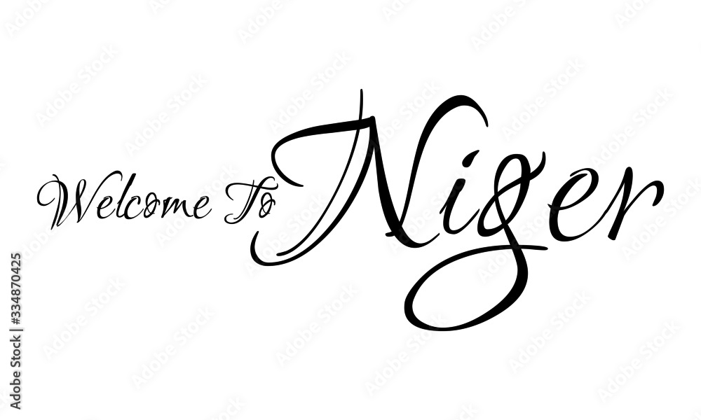 Welcome To Niger Creative Cursive Grungy Typographic Text on White ...
