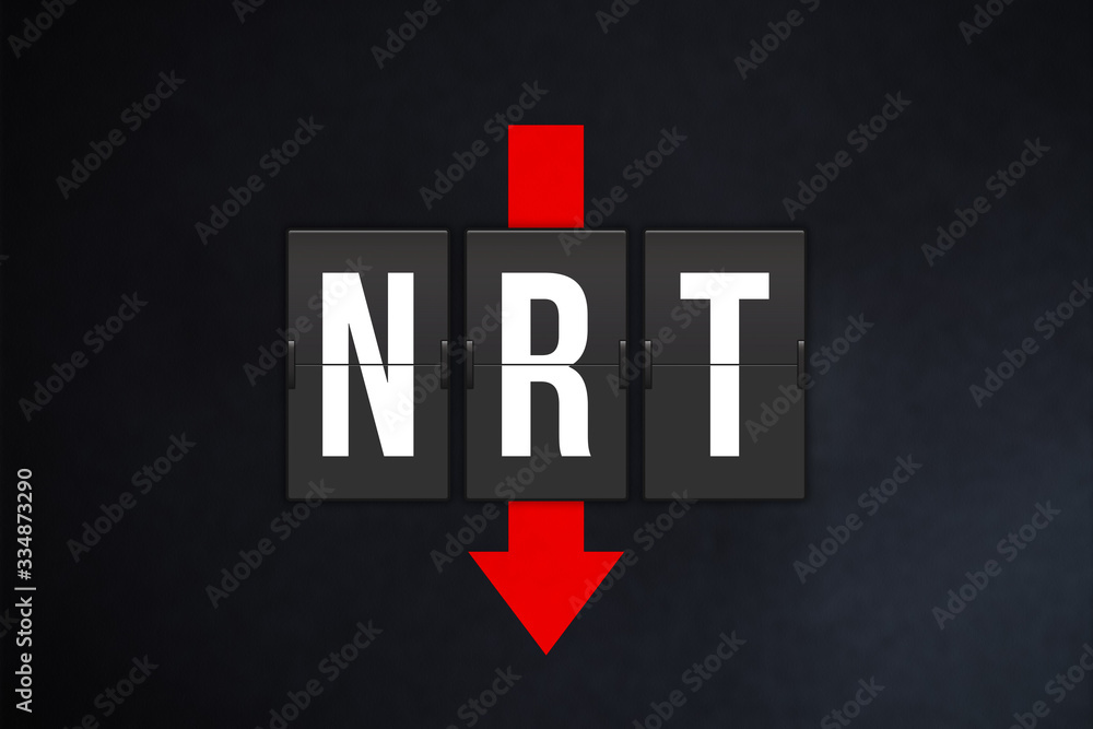 Tokyo Narita International Airport IATA code (NRT). Split-flap airport ...