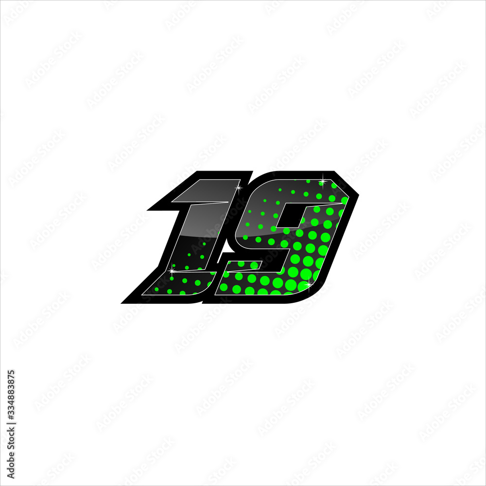Vector Racing number 19, start racing number, sport race number with ...