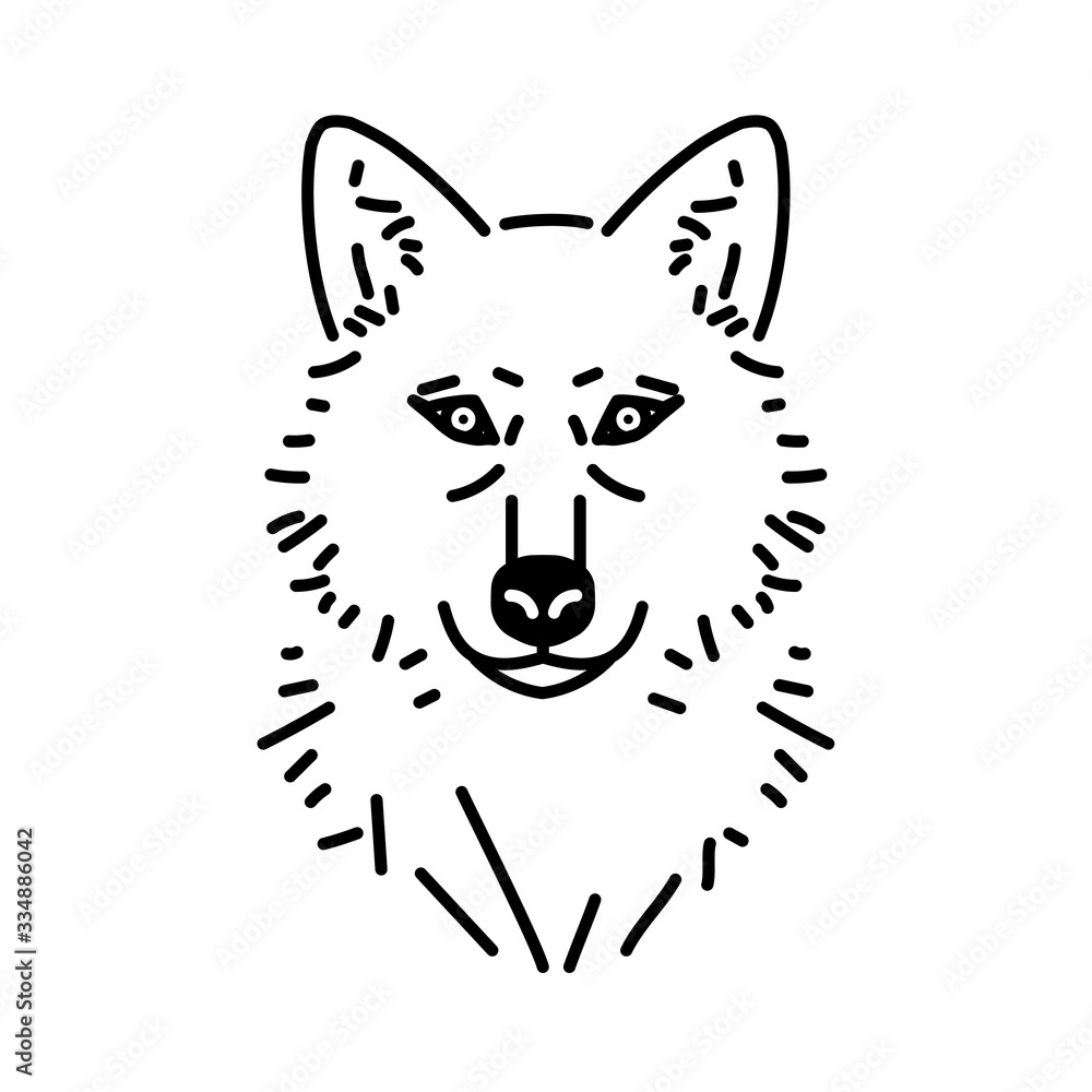 Wolf Head Line Drawing Vector Illustration Stock Vector Adobe Stock
