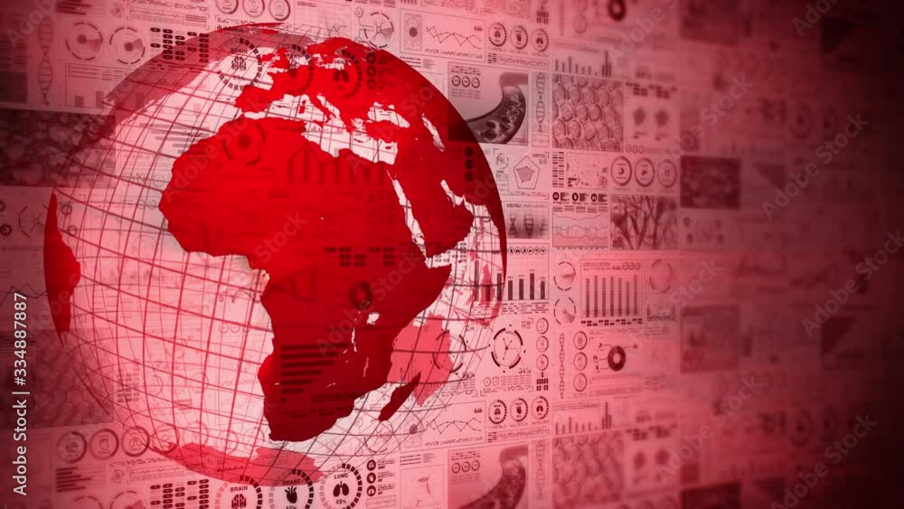 Pandemic of infection. Global earth with red dots of infection. Medical ...