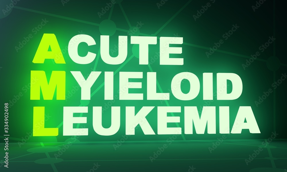 AML - Acute Myeloid Leukemia acronym. Health concept background. 3D ...