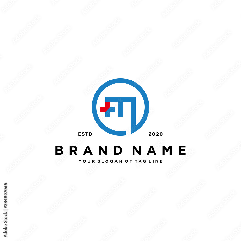 Letter M cross plus hospital medical logo design vector Stock Vector ...