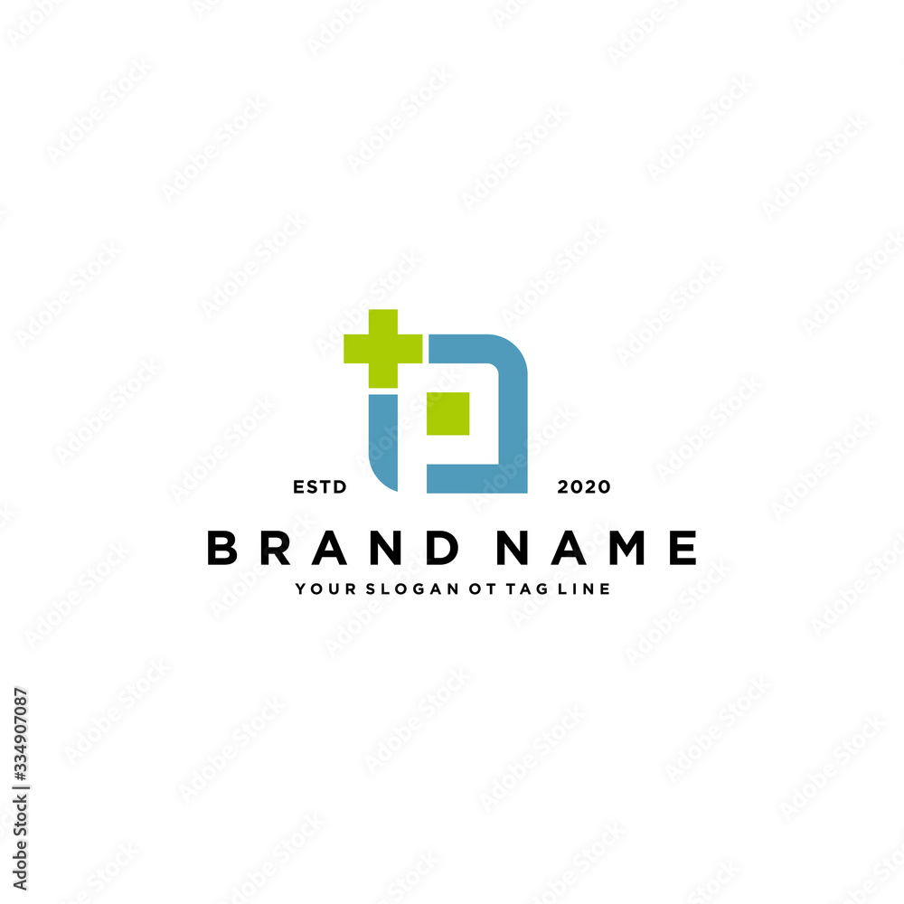 Letter P cross plus hospital medical logo design vector Stock Vector ...