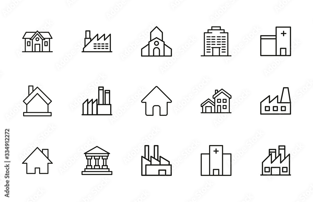 Simple set of architecture icons in trendy line style. Stock Vector ...