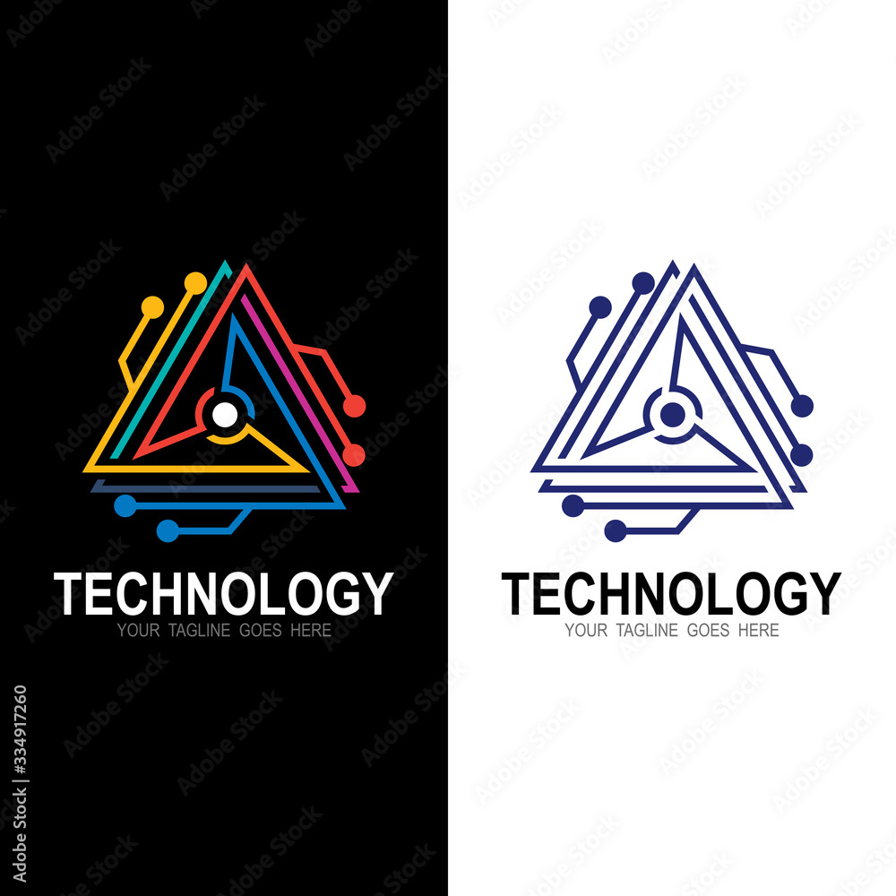 Triangle logo with line design technology , Colorful logo template ...