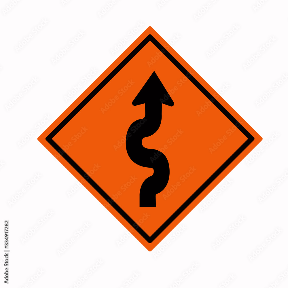 Winding Traffic Road Sign, Vector Illustration, Isolate On White ...