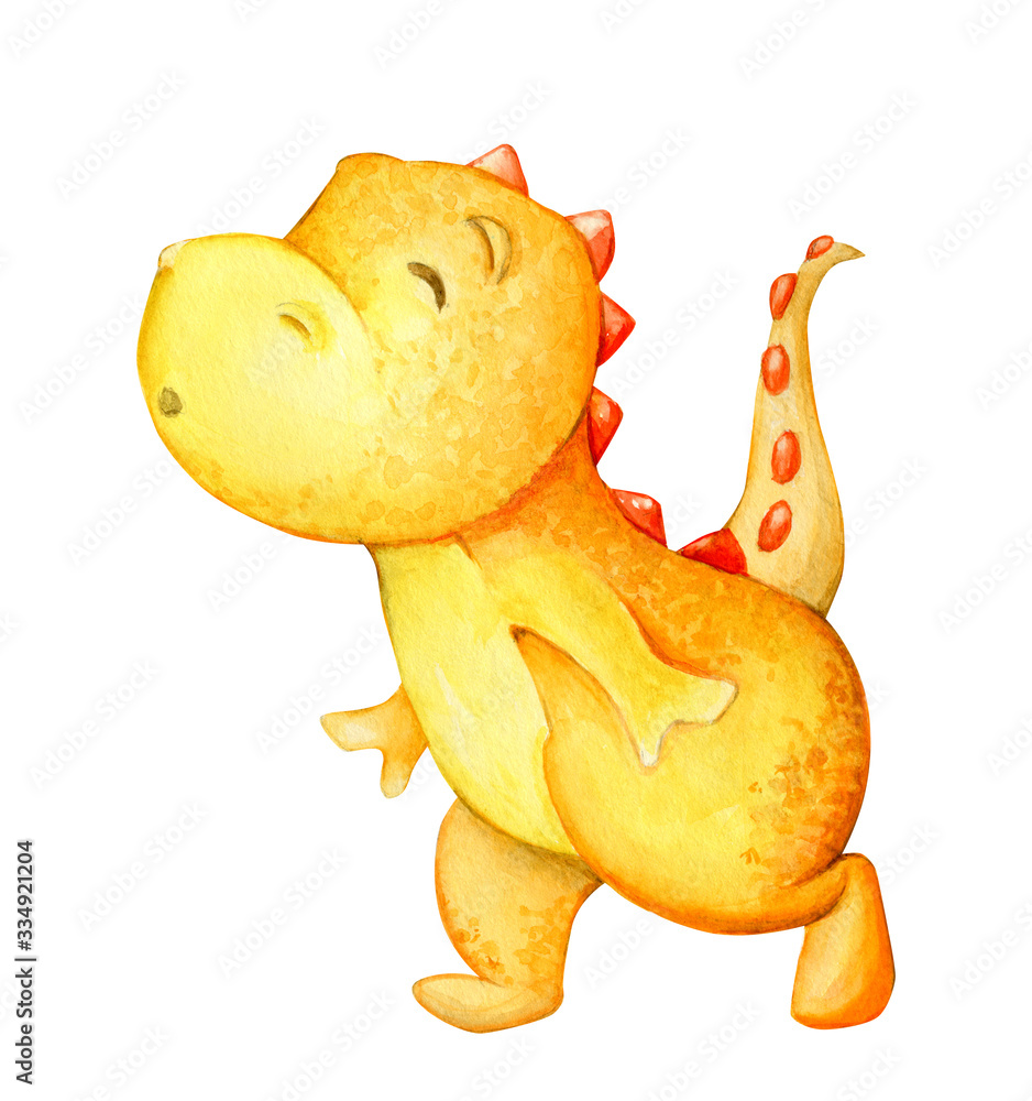 Dinosaur. Watercolor clip art on an isolated background. A prehistoric ...