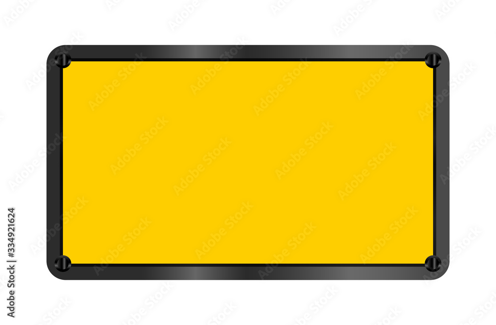 yellow square emblem notice isolated on white background, empty warning ...