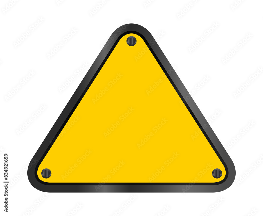 yellow triangle emblem notice isolated on white background, empty ...