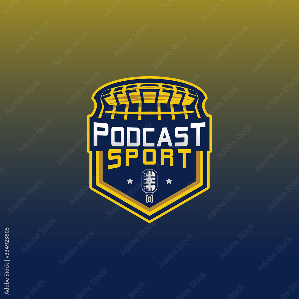 Podcast sport logo design inspiration. Esport logo design with stadium ...