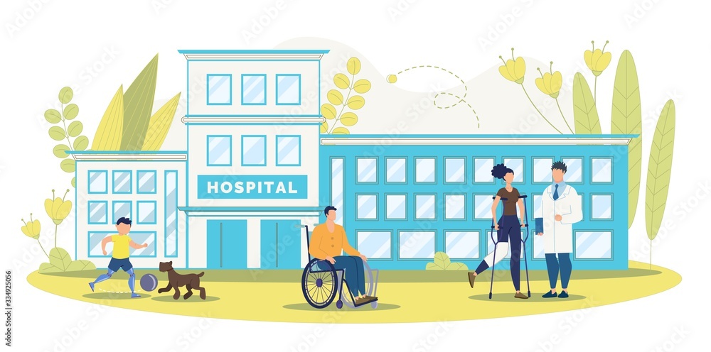 rehabilitation center or clinic for disabled or injured people trendy ...