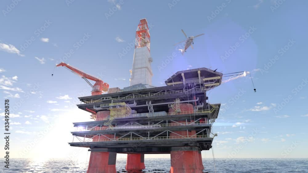 beautiful view oil platform rig derrick Stock Video | Adobe Stock