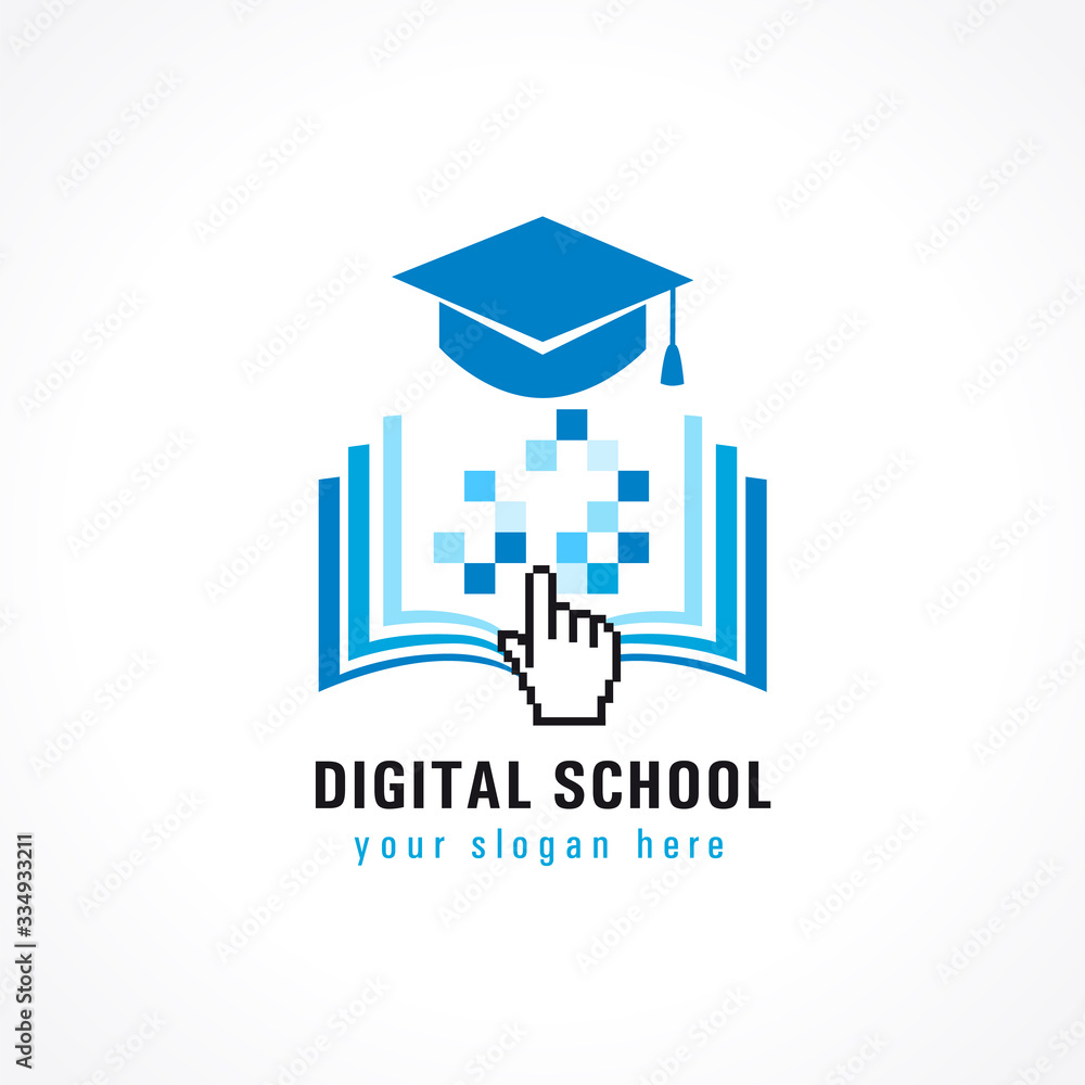 Digital school education cursor logo. Online educational vector ...