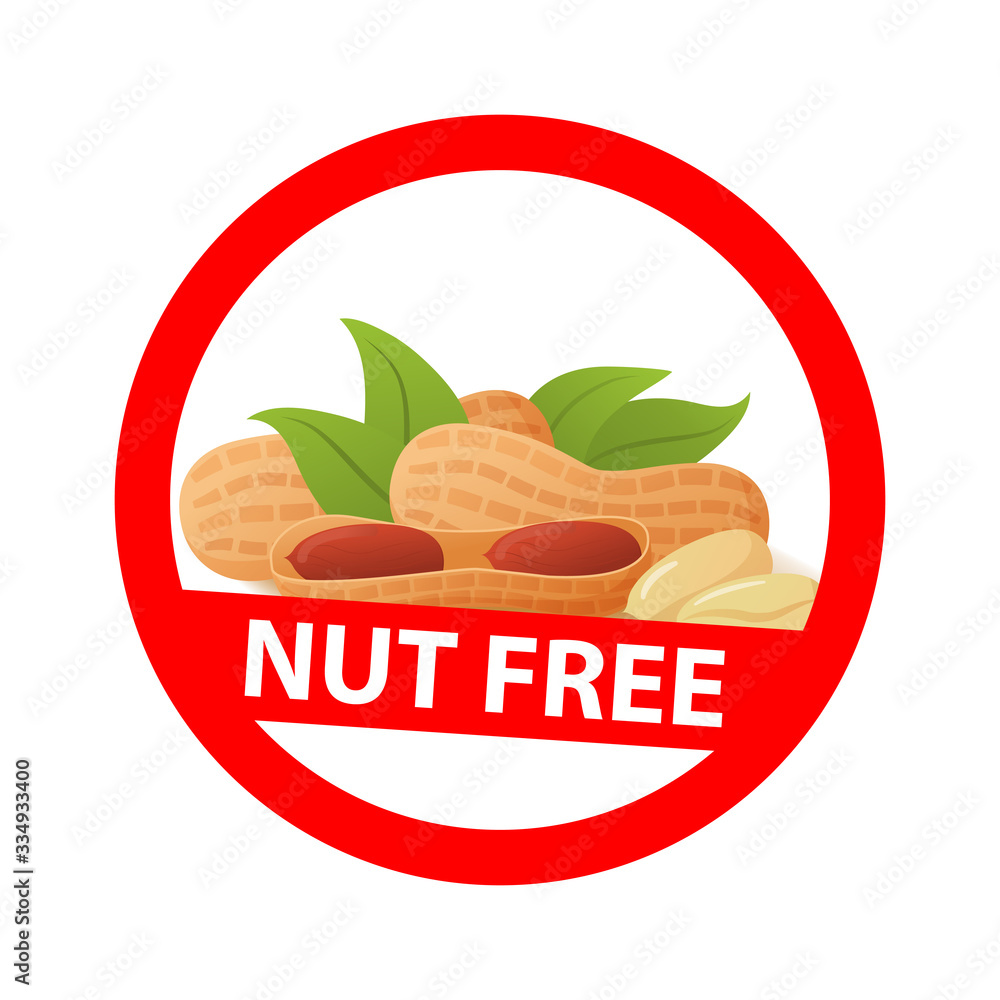Nut free symbol ban peanuts.Realistic vector illustration.Allergy ...