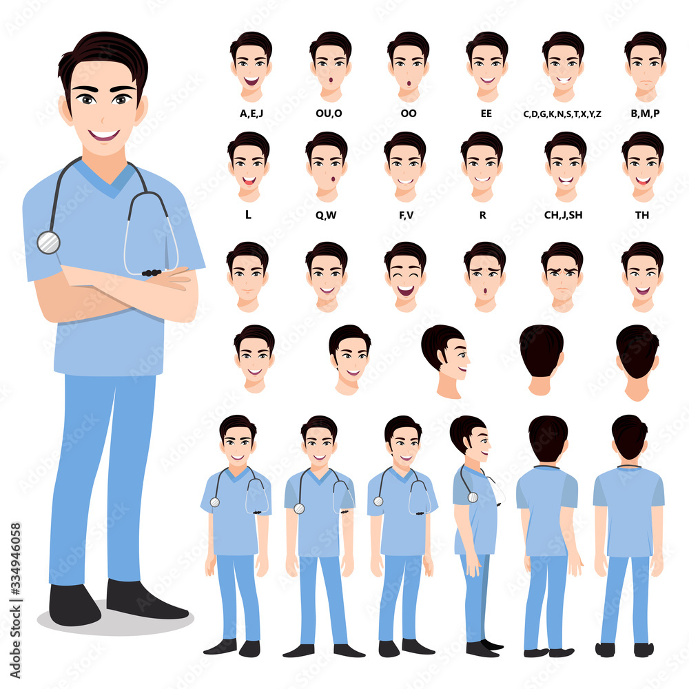 Cartoon character with professional doctor in smart uniform for ...