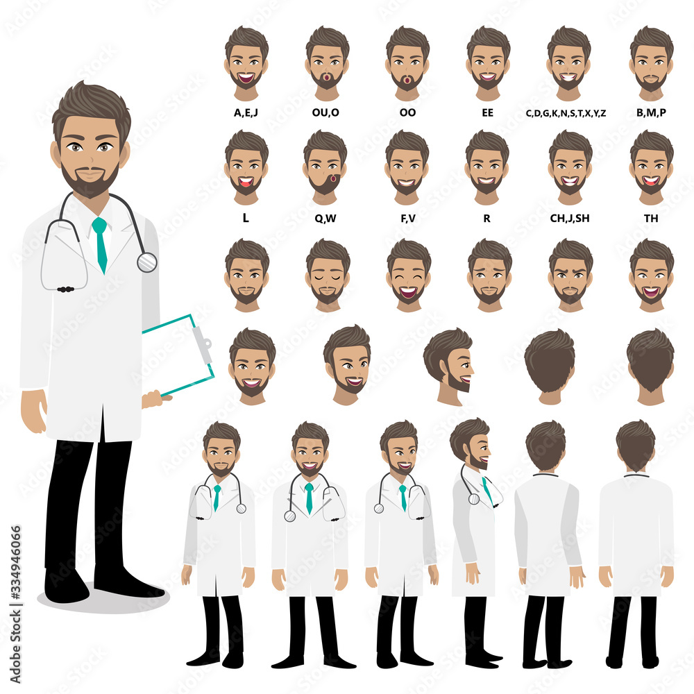 Cartoon character with professional doctor in smart uniform for ...