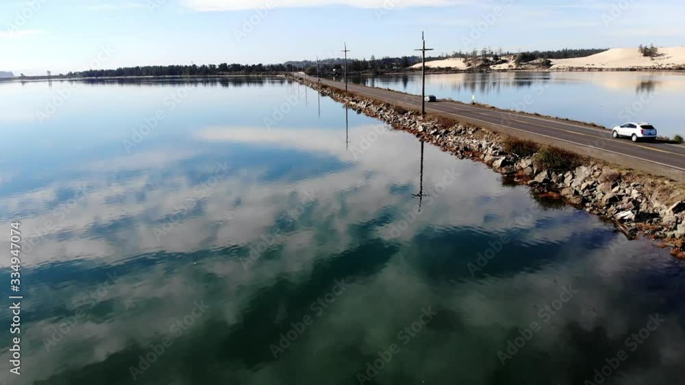 Classic bonneted semi truck with refrigerator trailer drive on the ...