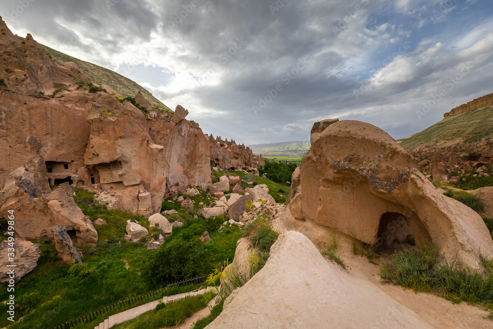 The abandoned rock carved village of Zelve, Zelve open air museum ...