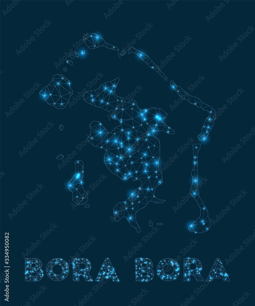 Bora Bora network map. Abstract geometric map of the island. Internet ...