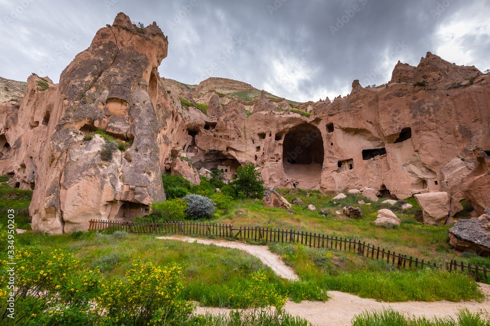 The abandoned rock carved village of Zelve, Zelve open air museum ...
