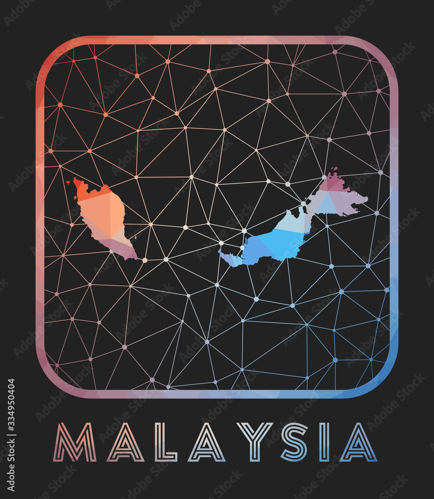 Malaysia map design. Vector low poly map of the country. Malaysia icon ...