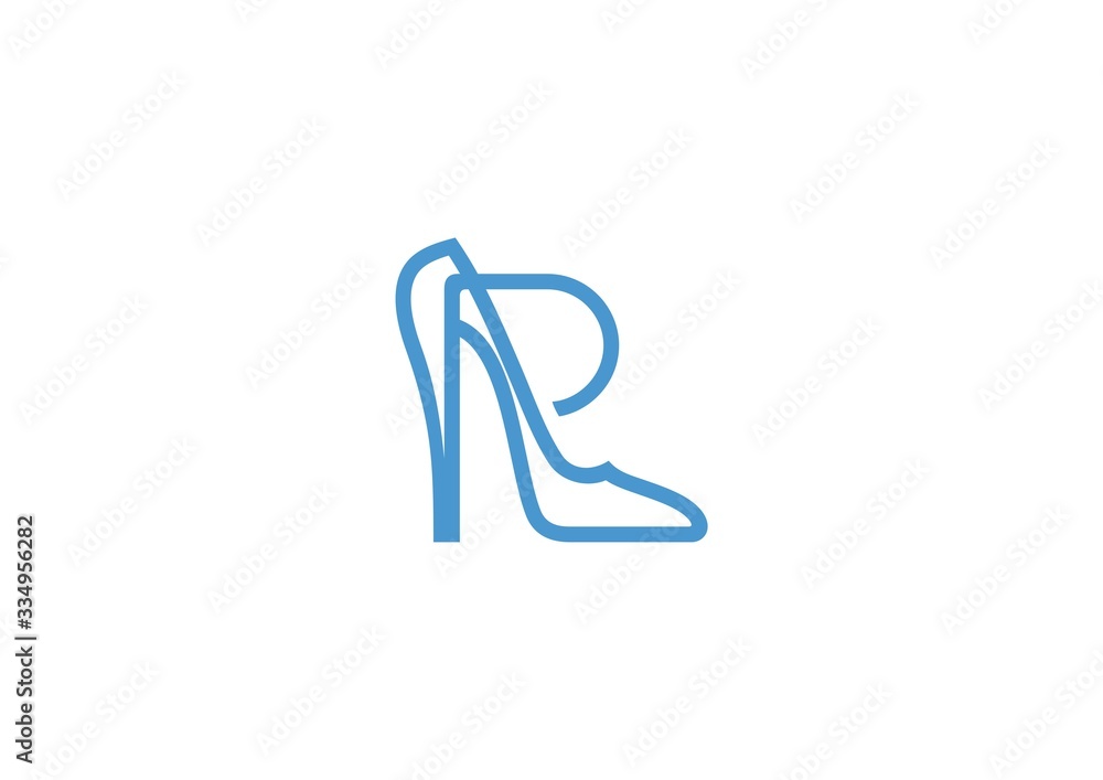 Logo with the shape of the shoe and the letter R as a hidden message ...