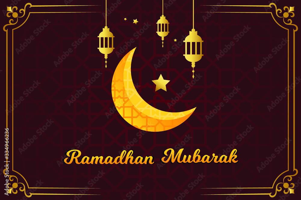 Ramadan Background Template Red Theme Oriental Design For Islamic Needs ...
