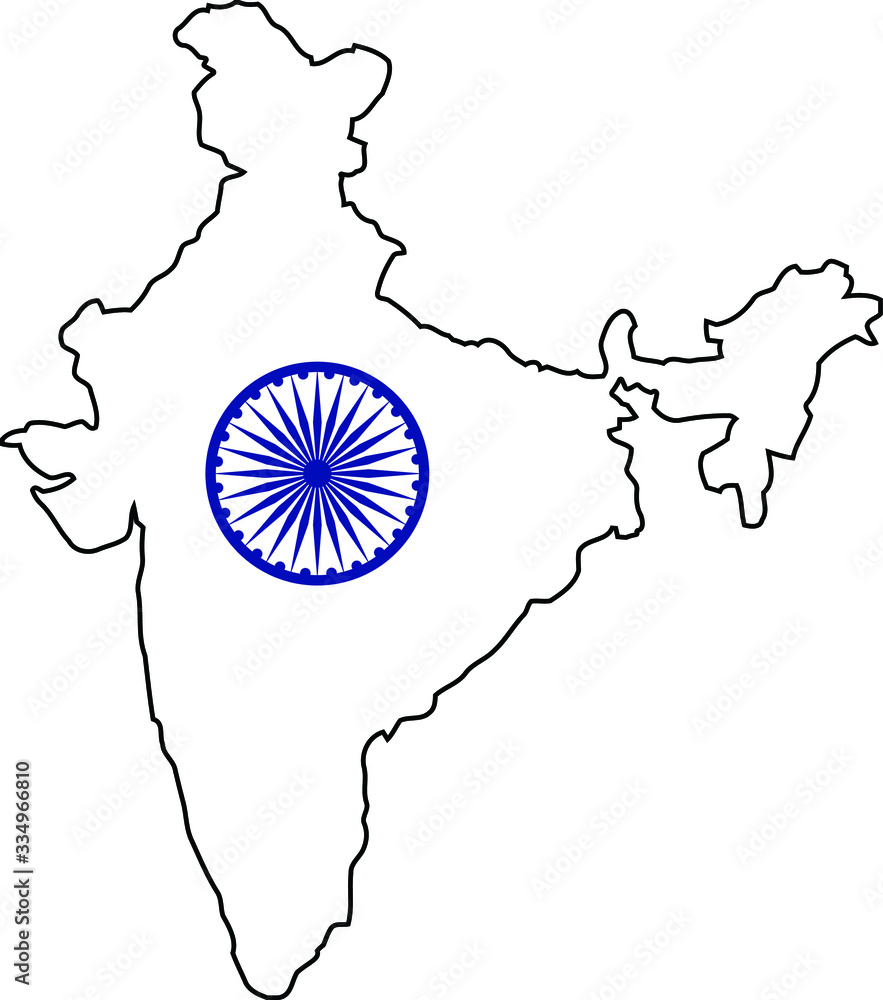 illustration vector icon of Indian map with Ashoka Chakra Stock Vector ...