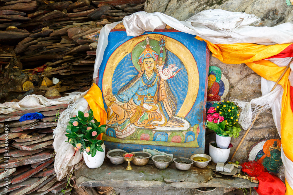 Lhasa, Tibet / China - July 31, 2017: Wooden beams with colorful ...