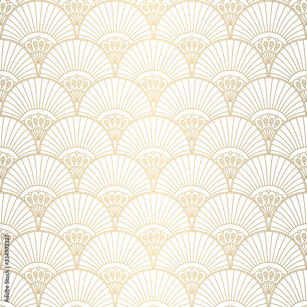 Art Deco pattern. Seamless white and gold background. Wedding ...