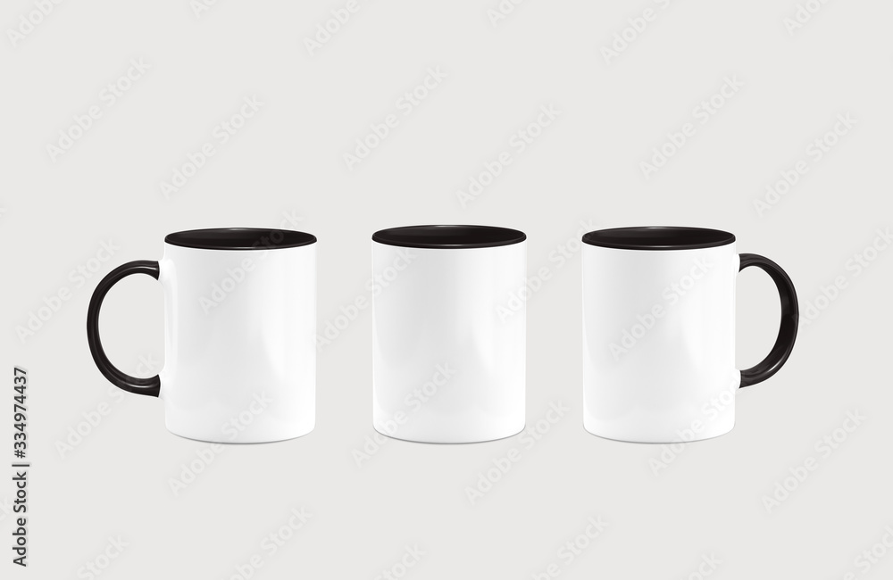 White inside black mug mockup isolated on grey background Stock Photo ...
