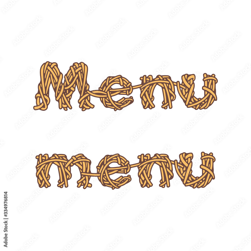 Menu Text Noodles design. Vector Illustration for Graphic Design ...