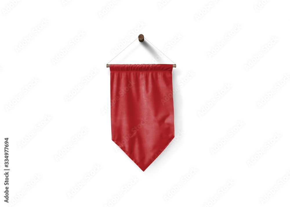 Maroon chevron pennant flag mockup isolated on white background Stock ...