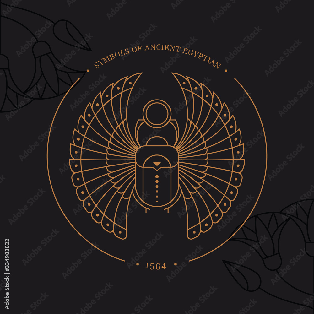 Circular illustration of the Egyptian scarab beetle, personifying the ...
