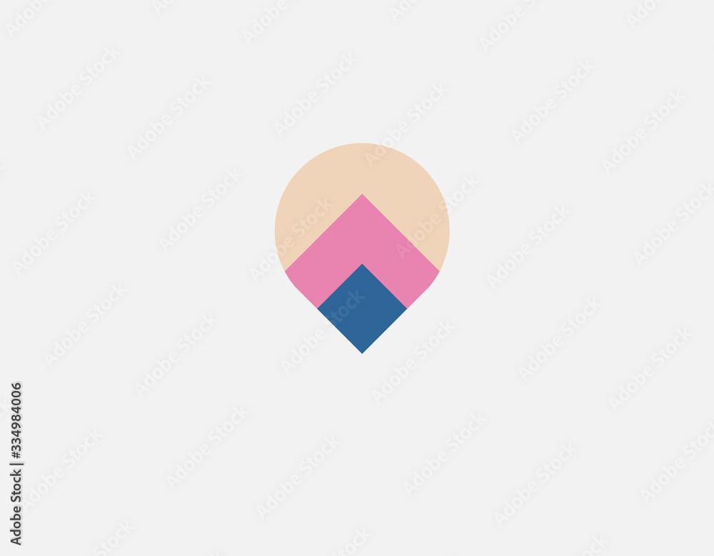 Geometric minimalistic logo icon pattern inside inverted drop shape for ...
