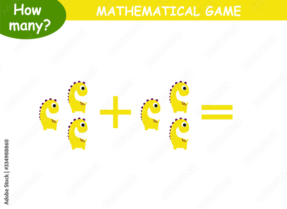 examples of addition with dinosaurs. educational page with mathematical ...