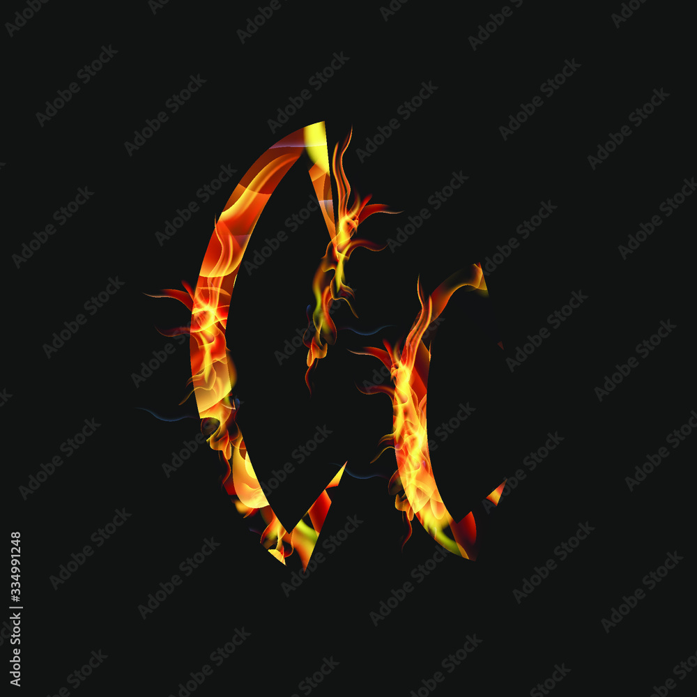 letter C fire or shades of horror, burning letters, Latin fonts from ...