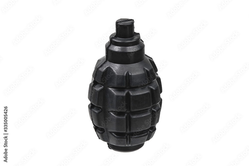 Rubber dummy grenades for training and learning. Isolate on a white ...