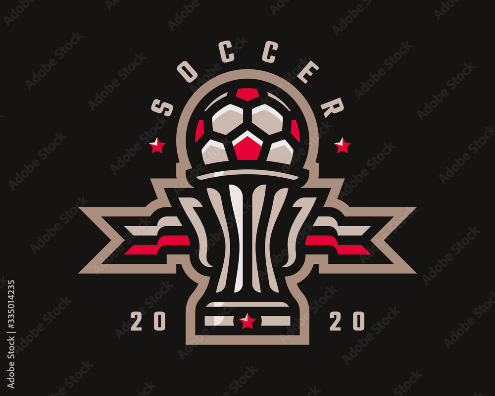 Soccer logo cup design. Football emblem tournament template editable ...