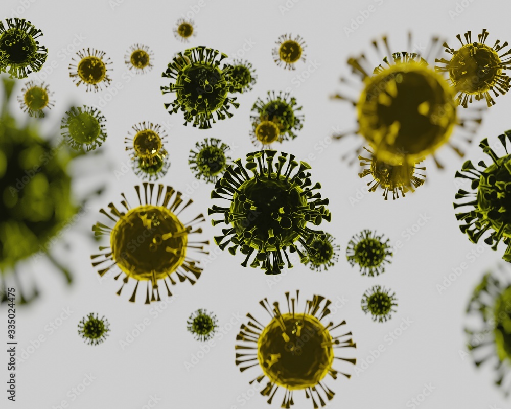 covid corona virus floats pandemic zoom cgi render 3d white background ...