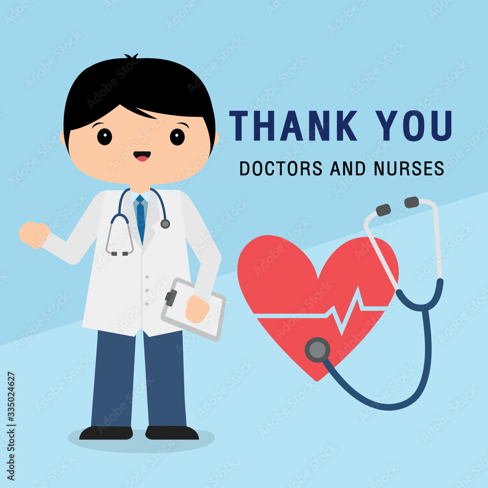 Doctor cartoon character. Thank you doctors and nurses working in the ...