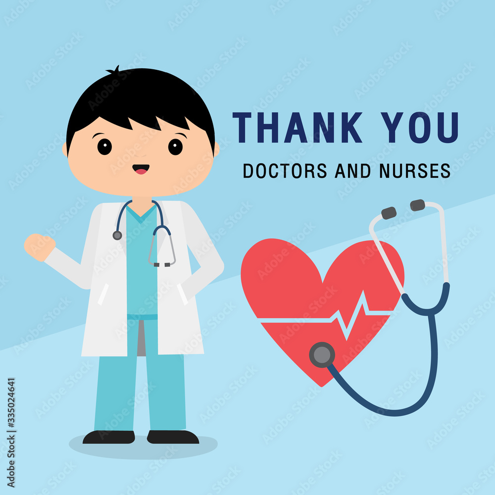 Doctor cartoon character. Thank you doctors and nurses working in the ...