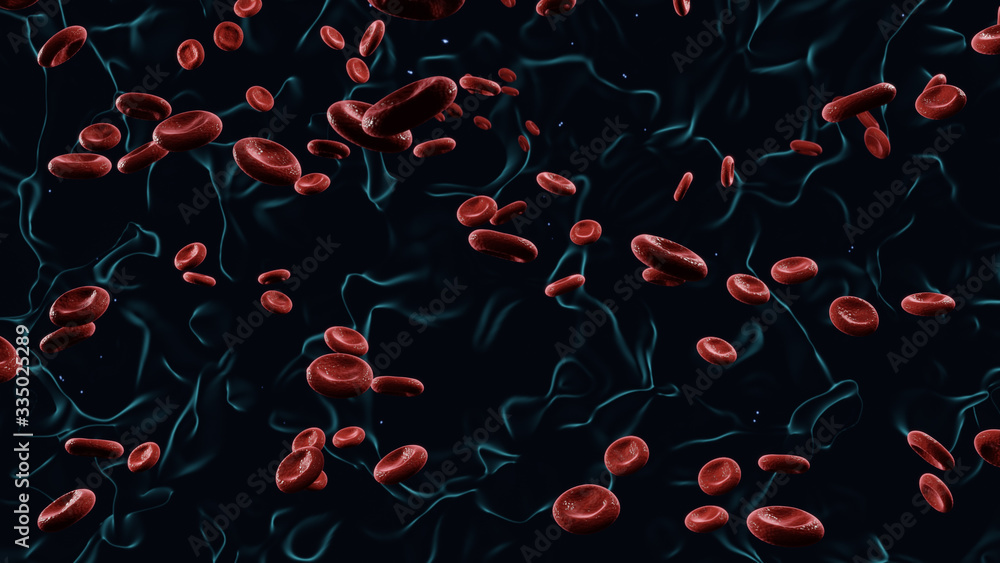 red blood cells floats dark background cgi render 3d Stock Illustration ...