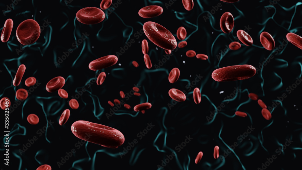 red blood cells floats dark background cgi render 3d Stock Illustration ...