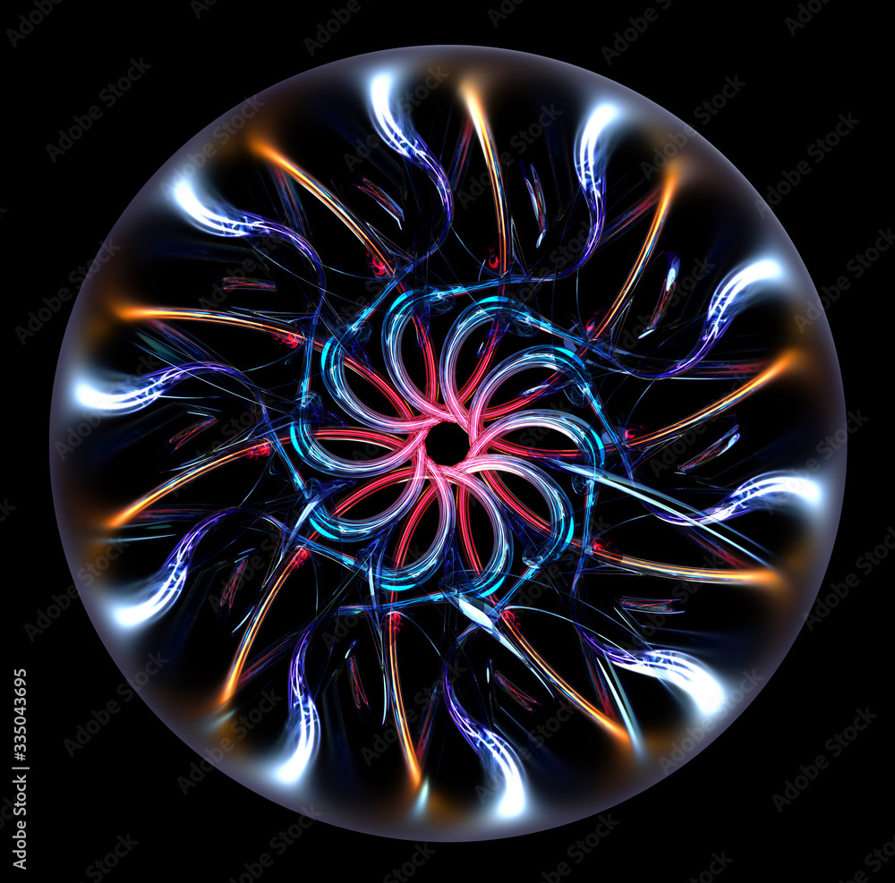 3d render of abstract art 3d glass ball with blur effect on the edges ...