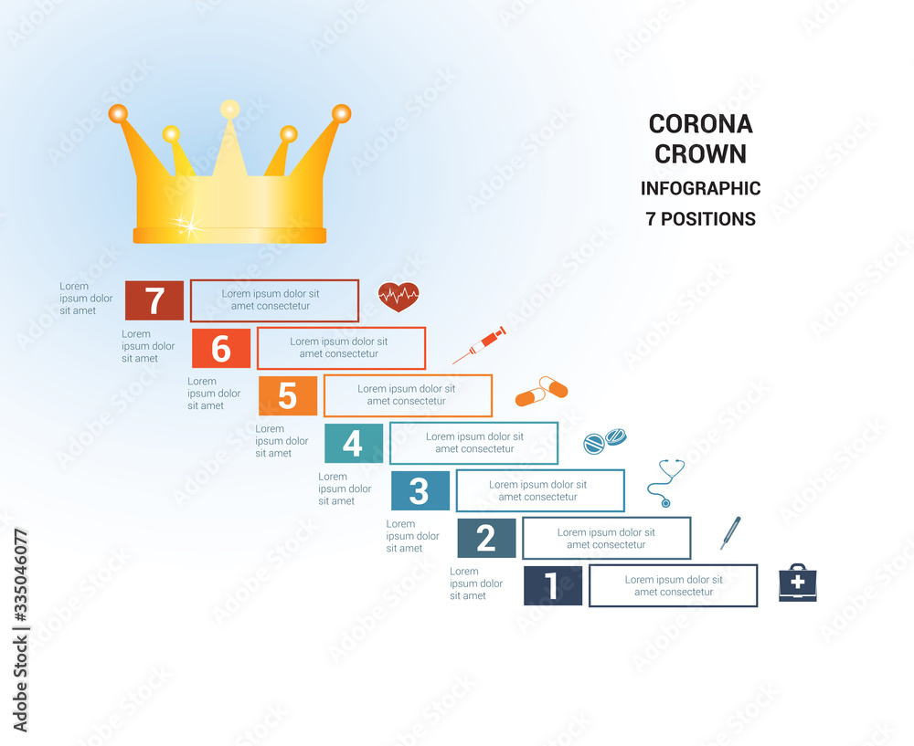 Vector template for 7 positions. Conceptual medical infographic. Steps ...