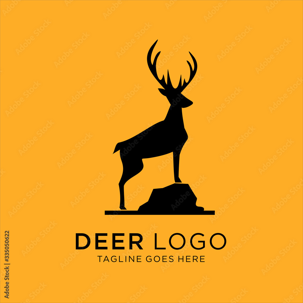 Abstract deer silhouette logo icons, with a yellow background for your ...