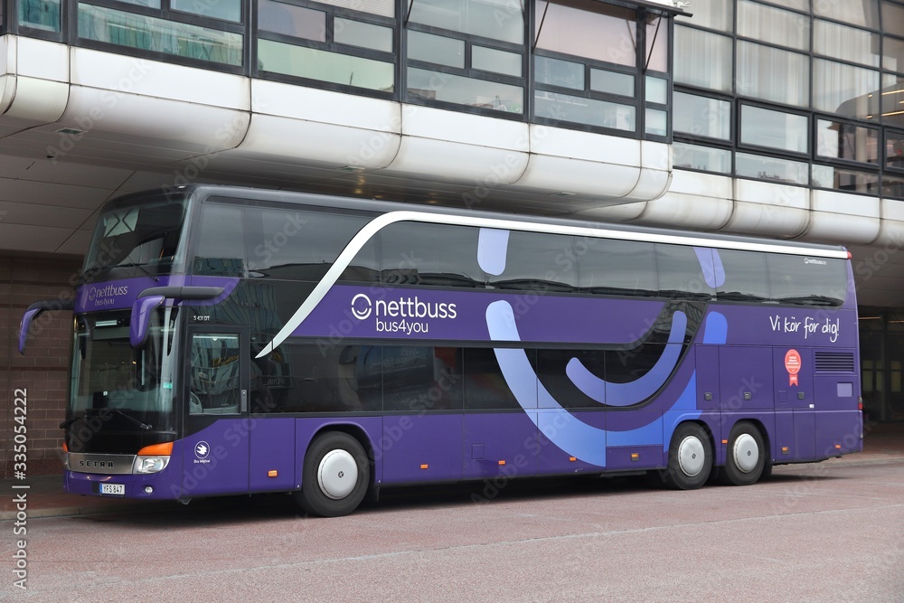 STOCKHOLM, SWEDEN - AUGUST 22, 2018: Nettbuss bus line in Sweden ...
